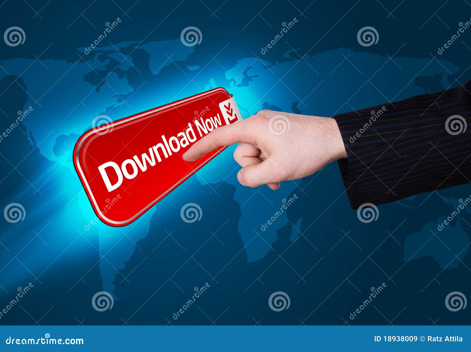 Hand Pressing Download Now Button Stock Image - Image of finger ...