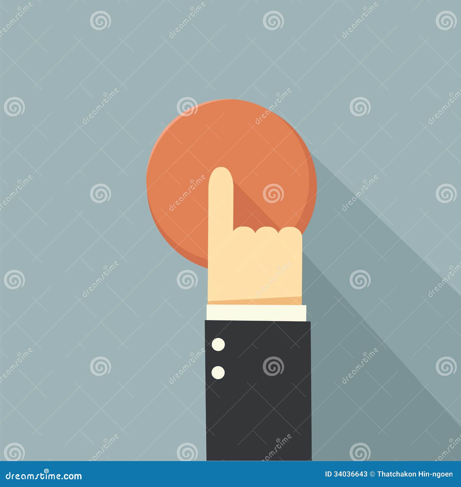 Hand pressing stock vector. Illustration of pushing, connected - 34036643