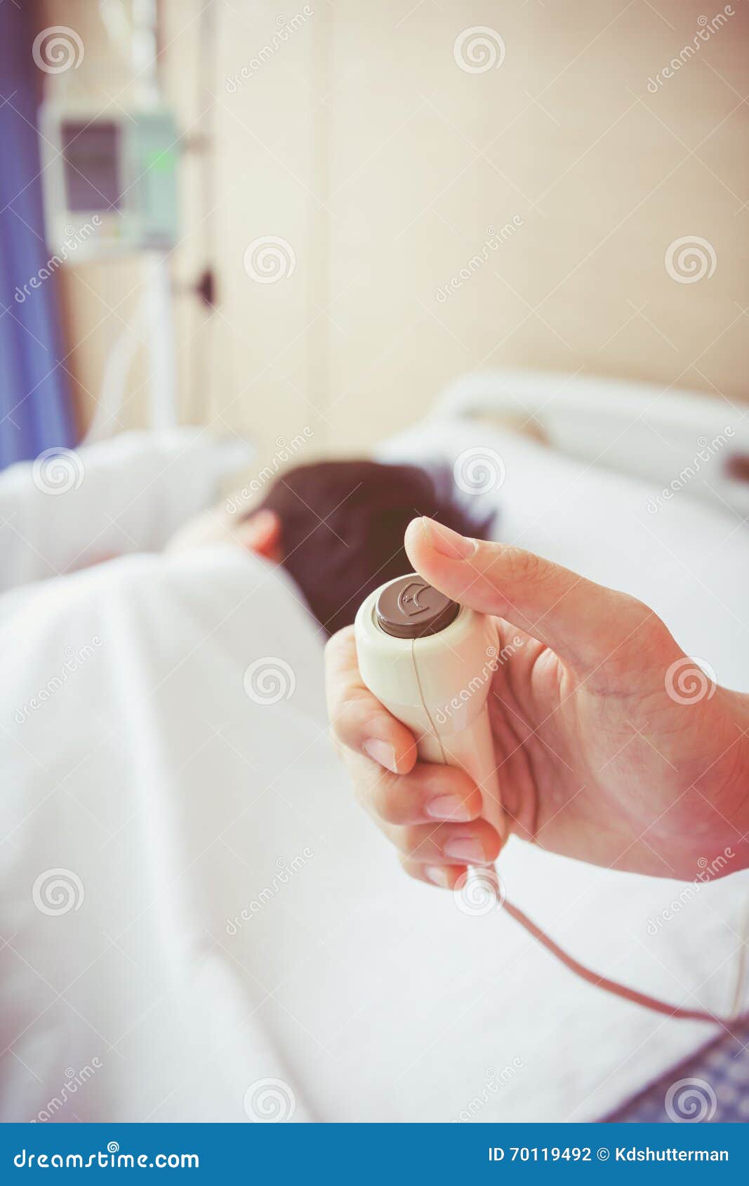 Hand Pressing Emergency Nurse Call Button. Stock Photo - Image of ...
