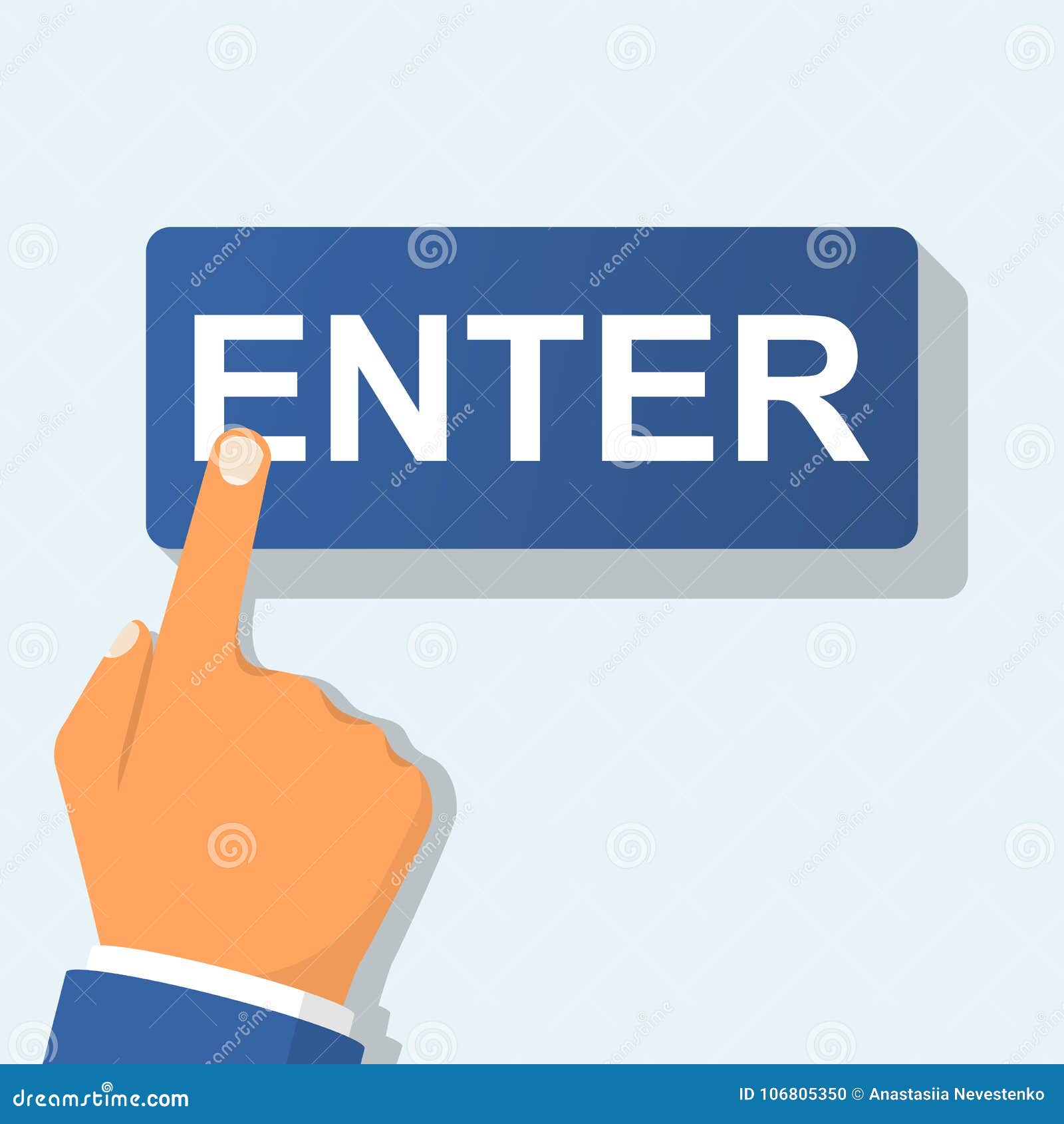 Hand pressing ENTER button stock vector. Illustration of icon - 106805350