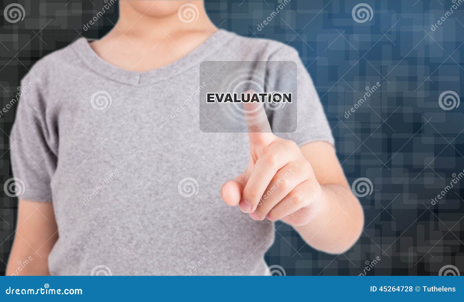 Hand Pressing Evaluation Button Stock Photo - Image of network, average ...