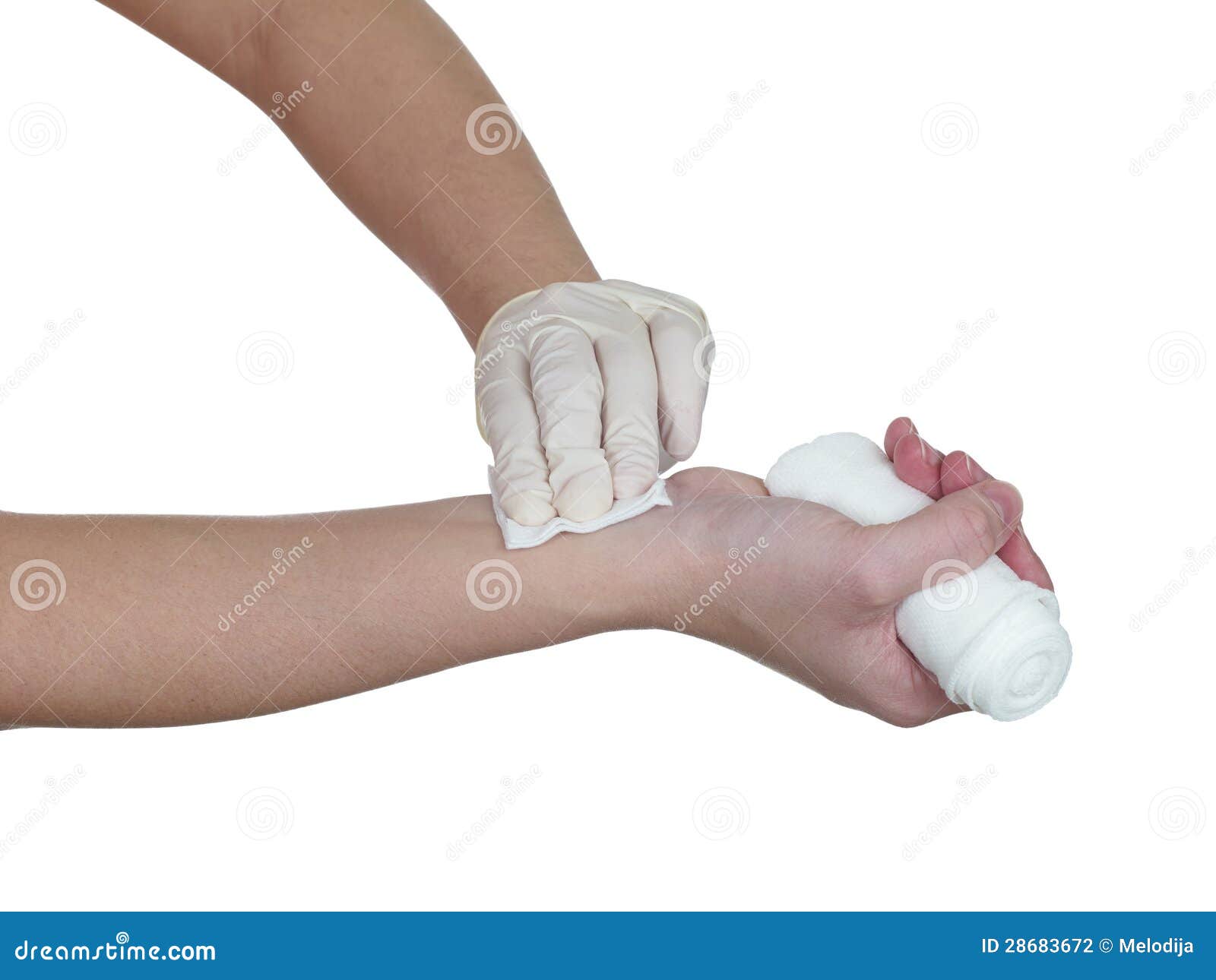 Hand Pressing Gauze on Arm after Administering an Injection. Stock ...