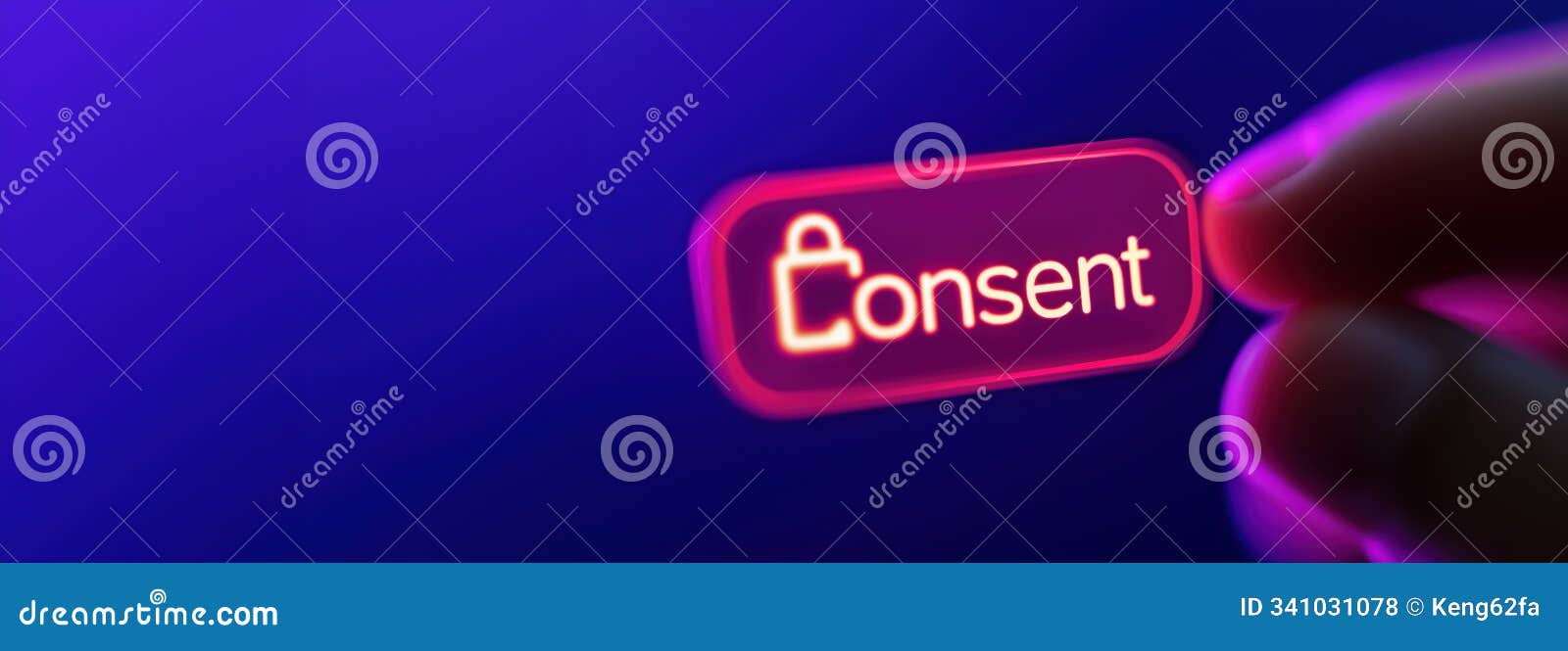 Hand Pressing Glowing Consent Button, Symbolizing Digital Agreement ...