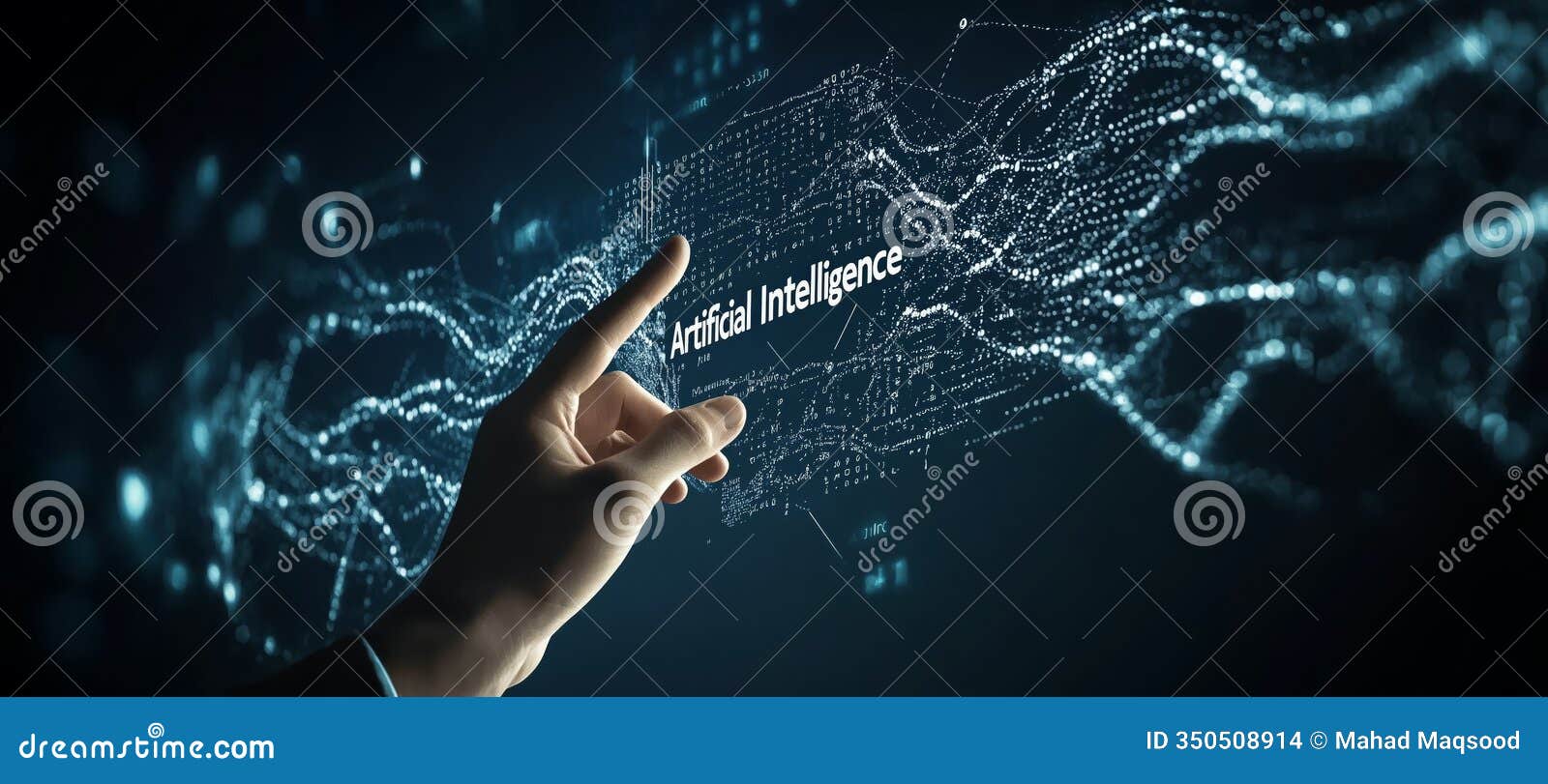 Hand Pressing a Glowing Screen Artificial Intelligence Symbolizing the ...