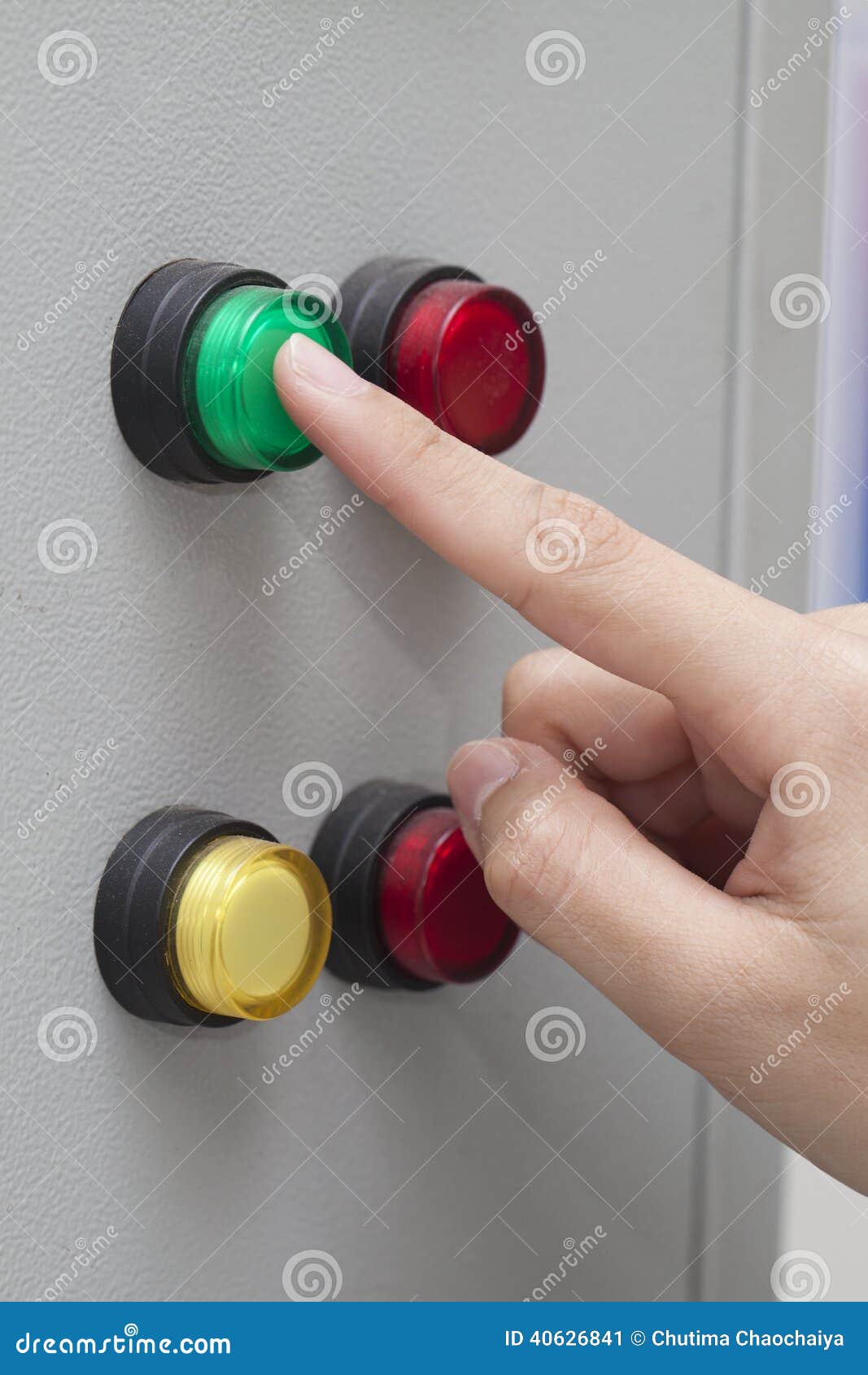 Hand Pressing a Green Button Stock Image - Image of nail, finger: 40626841