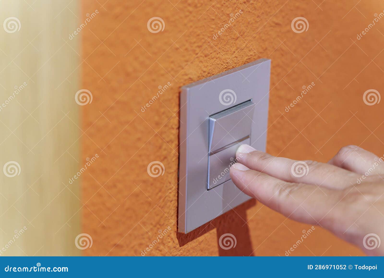 Hand Pressing a Grey Light Button Stock Photo - Image of human, light ...
