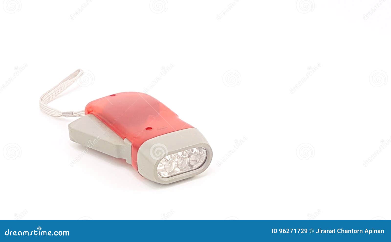 Hand Pressing LED Flashlight Red Plastic Holder with Hand Rope Stock ...
