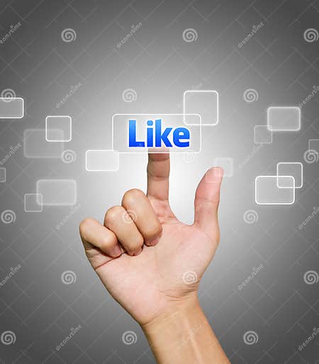 Hand pressing Like button stock photo. Image of keyboard - 20666326