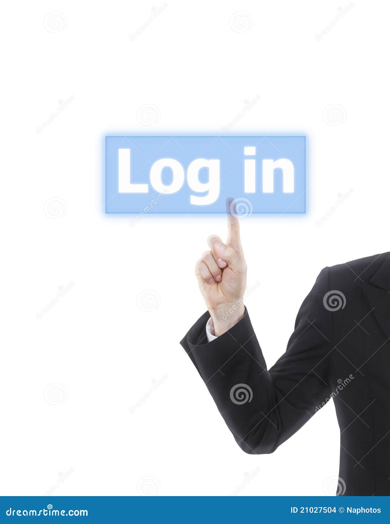 Hand Pressing Login Screen Button Stock Photo - Image of employee, hand ...