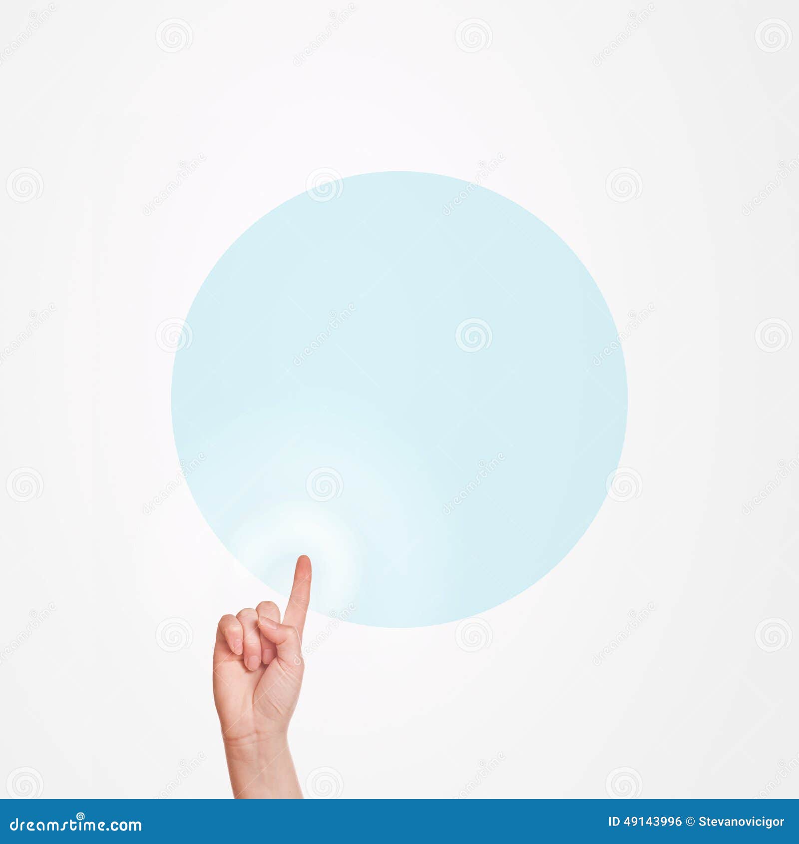 Hand Pressing Modern Blue Touchscreen Button Stock Photo - Image of ...