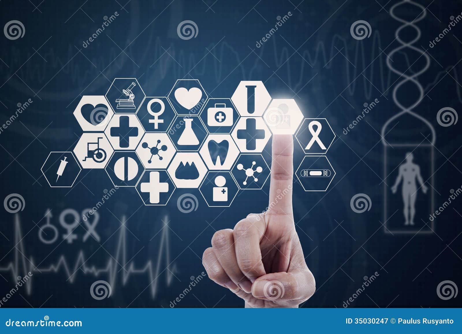 Hand Pressing Modern Medical Button Stock Illustration - Illustration ...