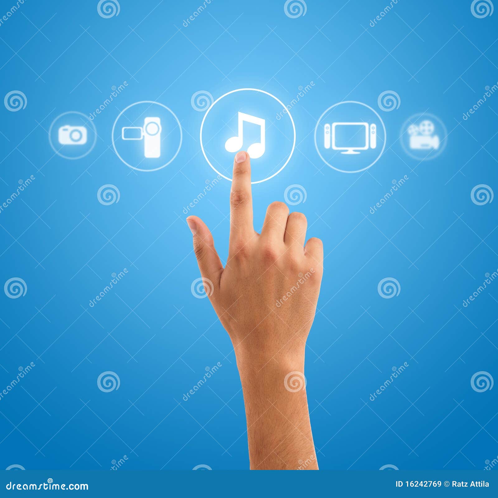 Hand Pressing Music Note Symbol from Media Icons Stock Image - Image of ...