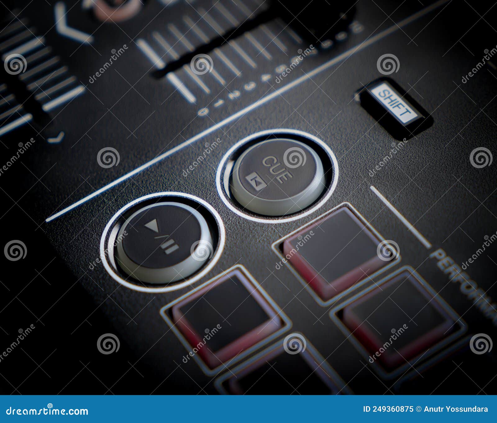 Hand Pressing on Music Playing Button on DJ Mixing Deck Controller ...