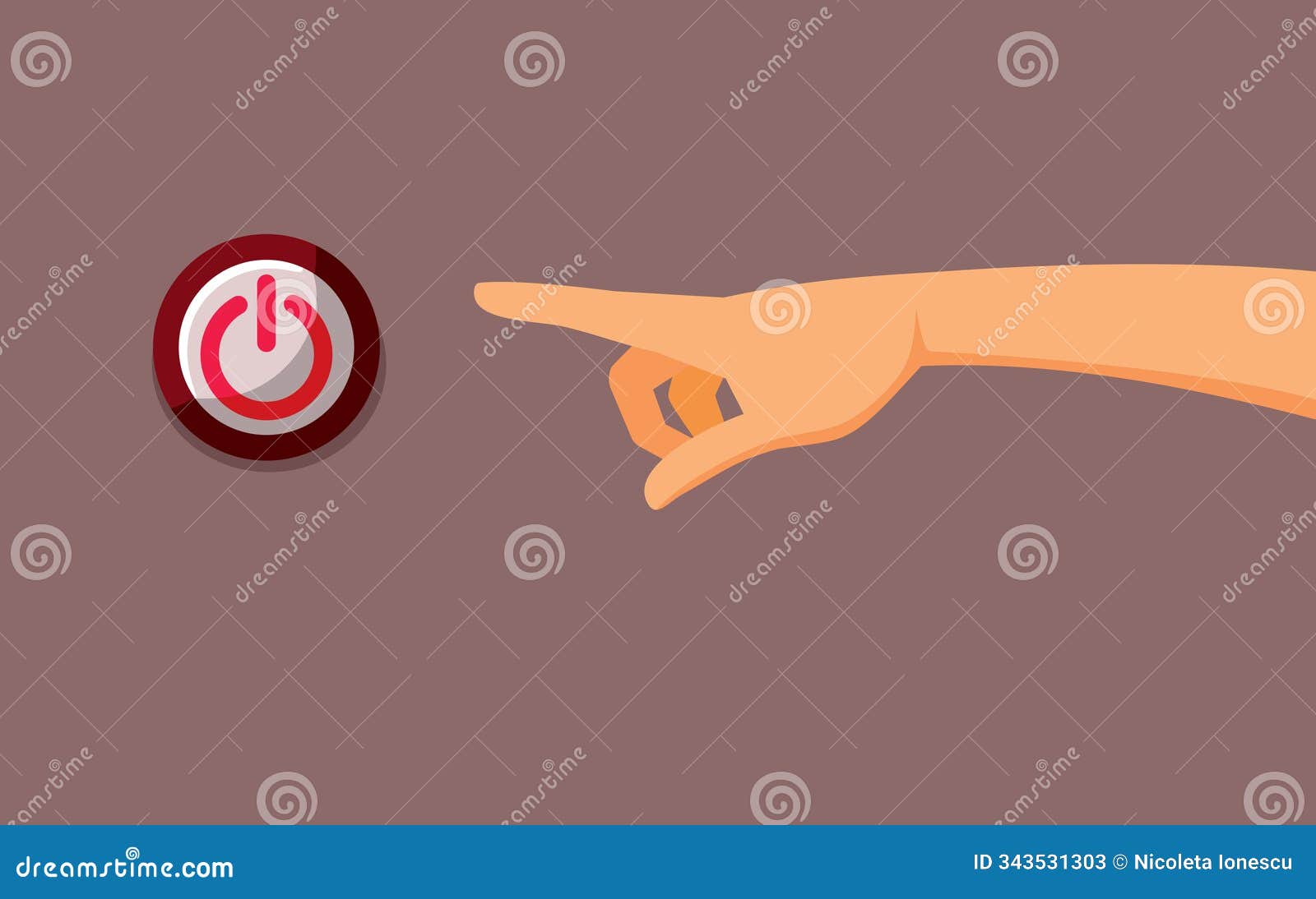 Hand Pressing a on and Off Button Vector Cartoon Illustration Stock ...