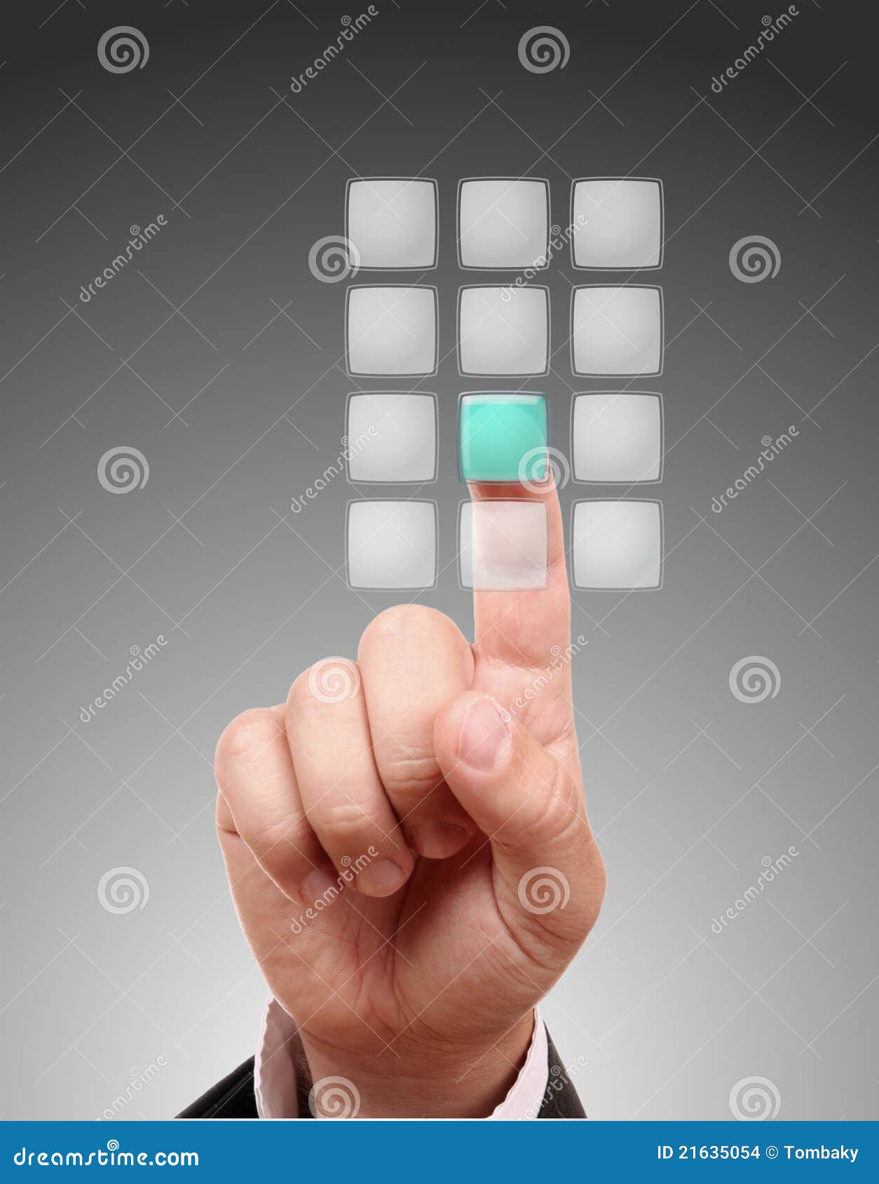 Hand Pressing One of the Transparent Buttons Stock Photo - Image of ...