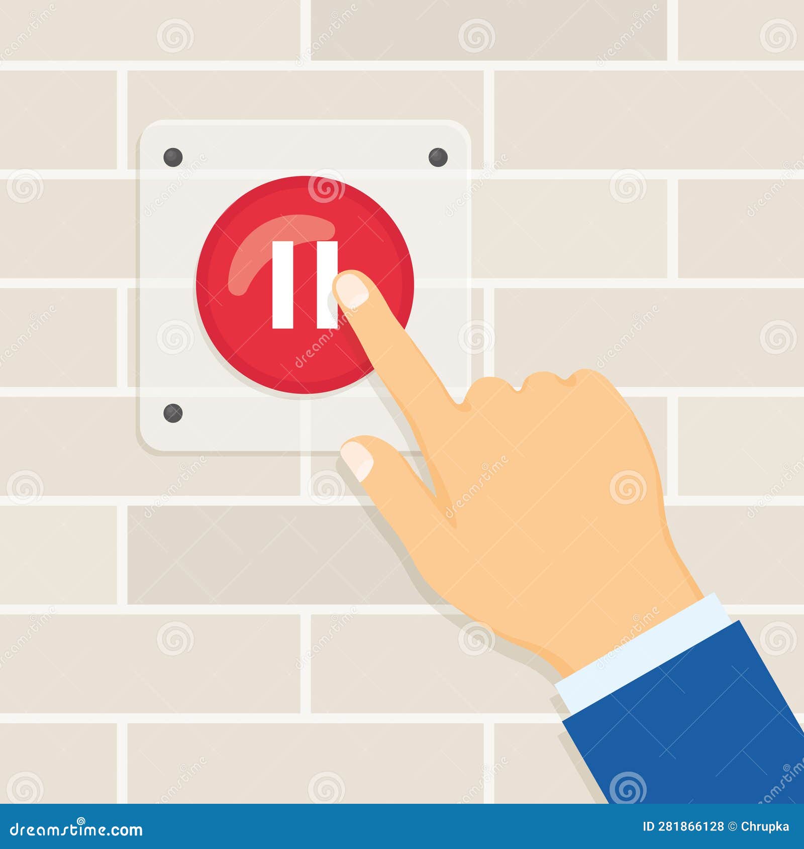 Hand Pressing Pause Button- Vector Illustration Stock Vector ...
