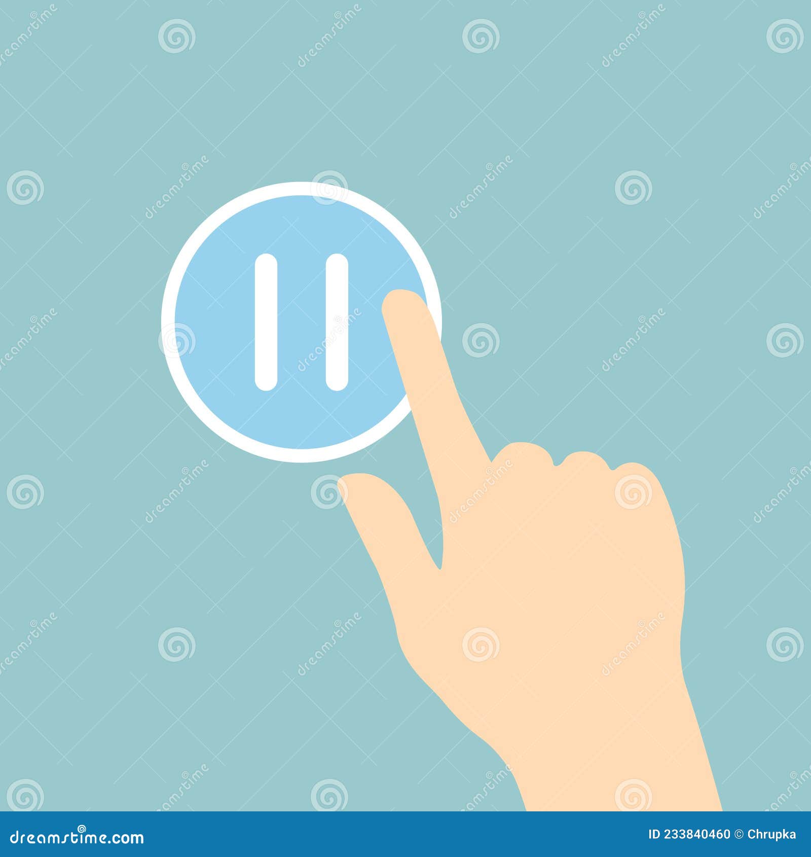Hand pressing pause icon stock vector. Illustration of rest - 233840460