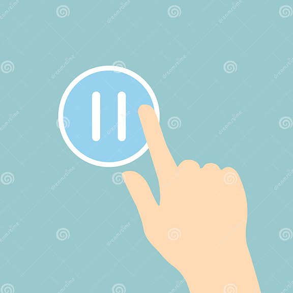 Hand pressing pause icon stock vector. Illustration of rest - 233840460