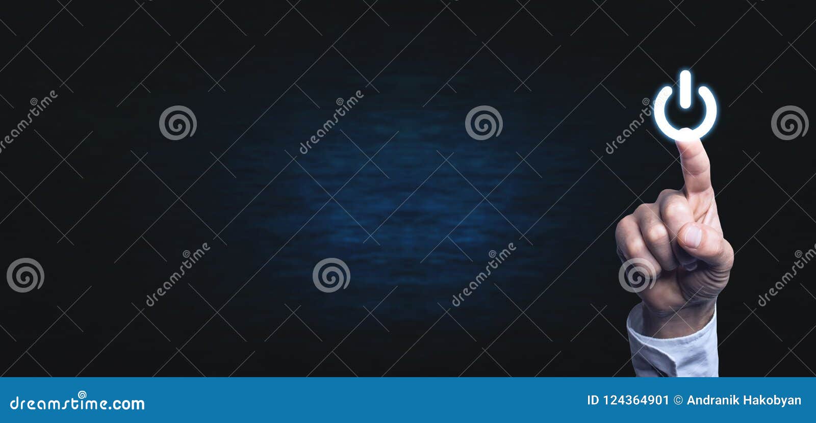 Hand Pressing Power Button. Stock Image - Image of modern, energy ...