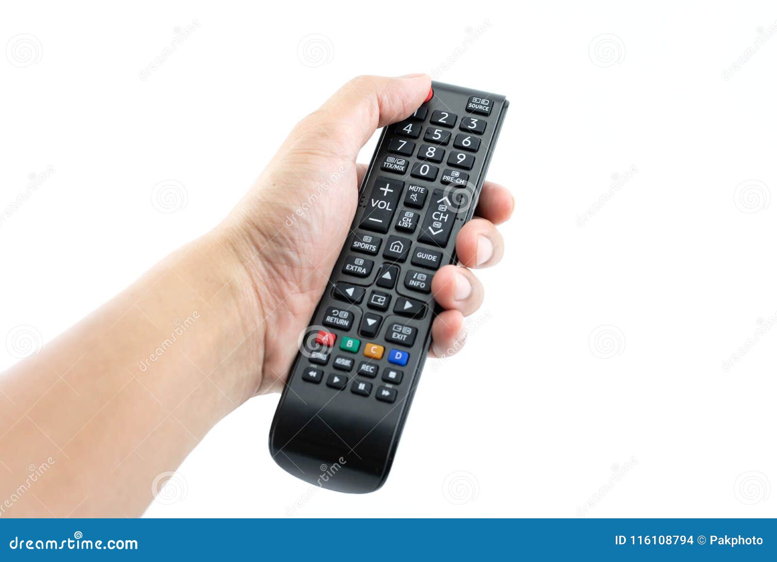 Hand Pressing Power Button on TV Remote Stock Photo - Image of hand ...