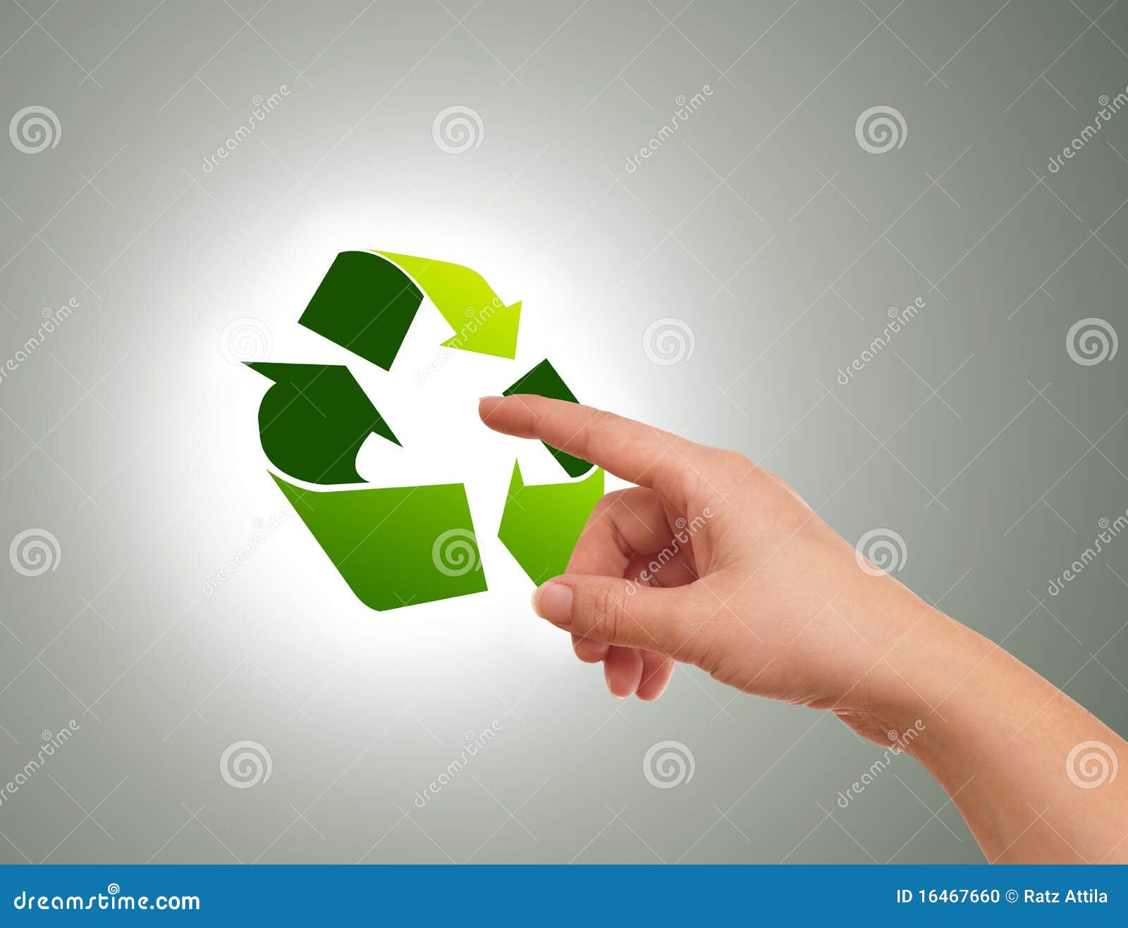 Hand pressing recycle icon stock photo. Image of hand - 16467660