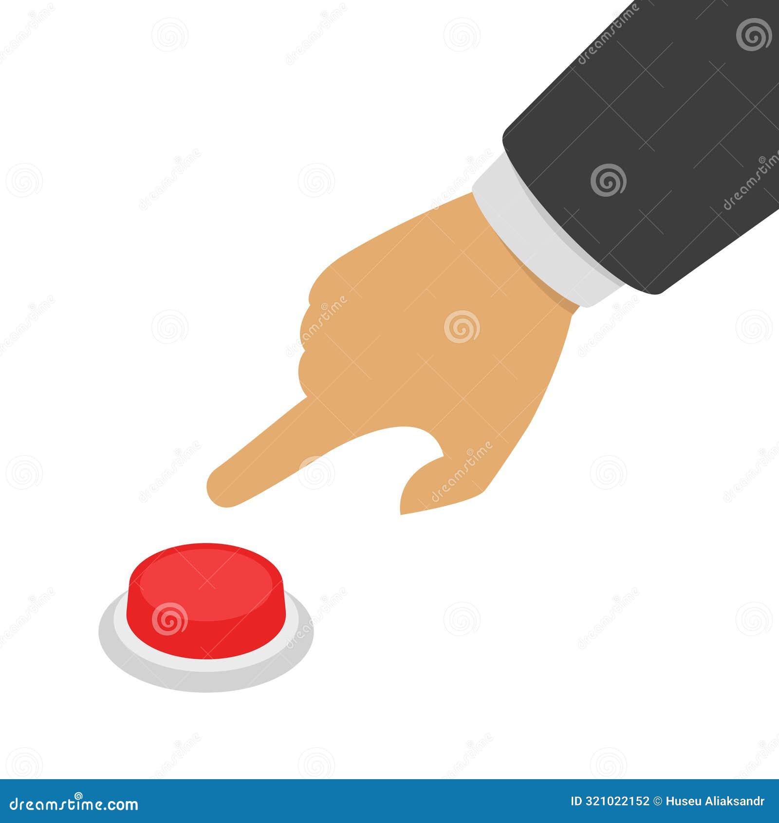 Hand pressing red button stock vector. Illustration of alert - 321022152