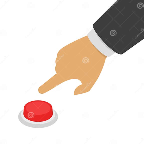 Hand pressing red button stock vector. Illustration of alert - 321022152