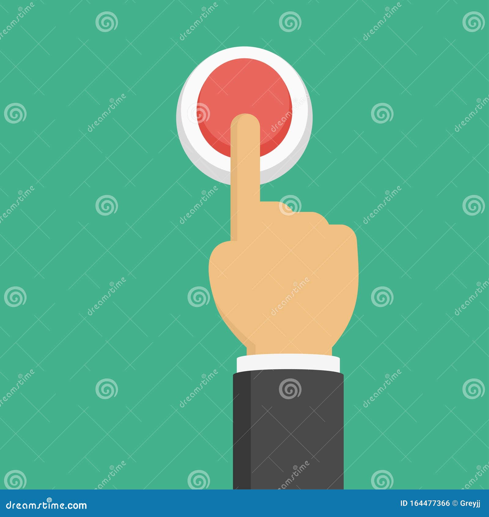 Hand Pressing Red Button, Top View Stock Vector - Illustration of ...