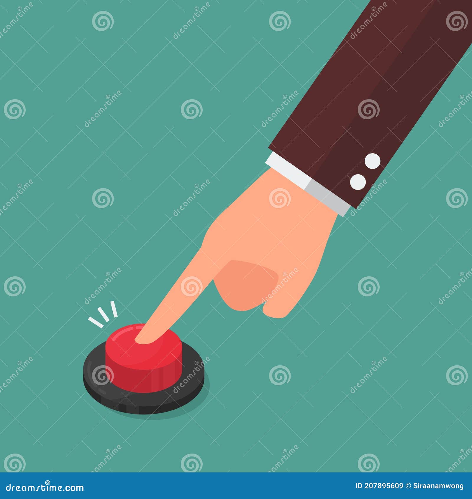 Hand Pressing the Red Button Stock Vector - Illustration of isolated ...