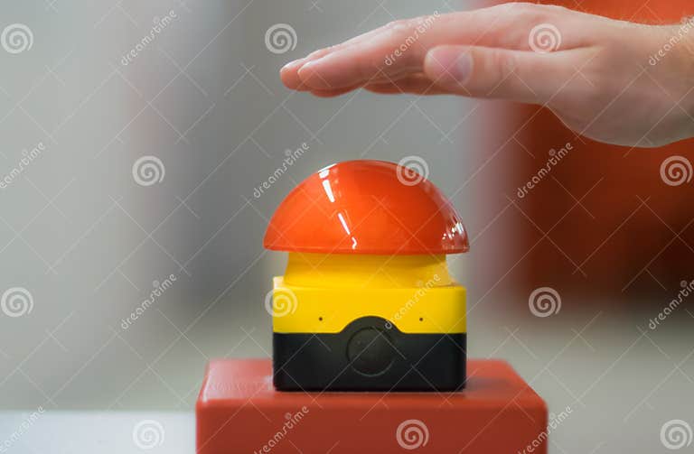 Hand pressing red buzzer stock image. Image of game, stopping - 62116367