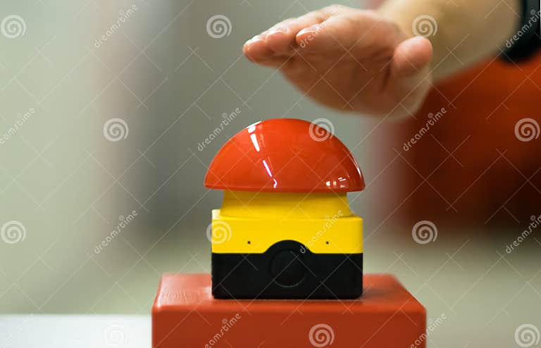 Hand pressing red buzzer stock photo. Image of hitting - 62165236