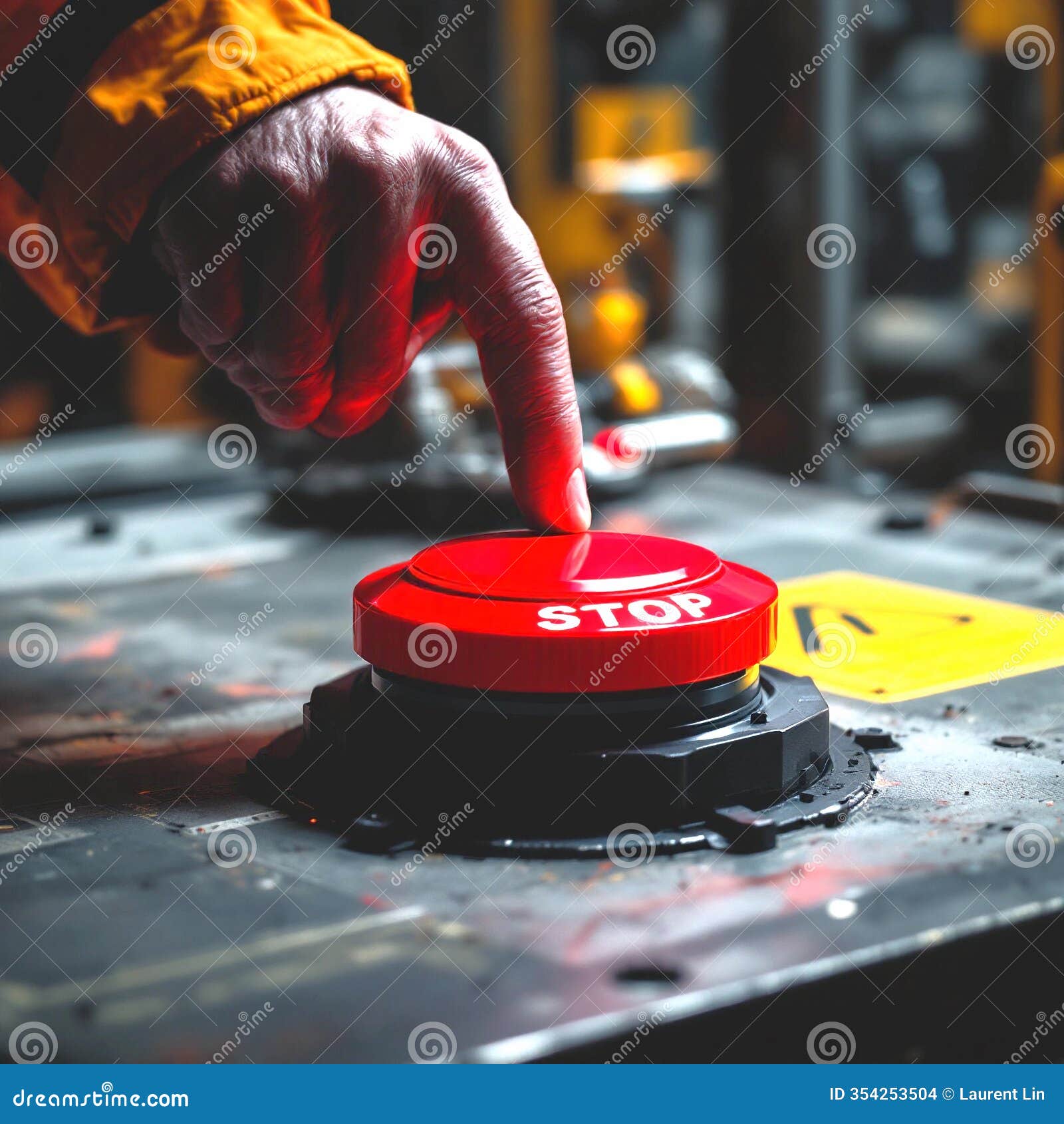 Hand Pressing Red Emergency Stop Button - Safety, Control, Action ...