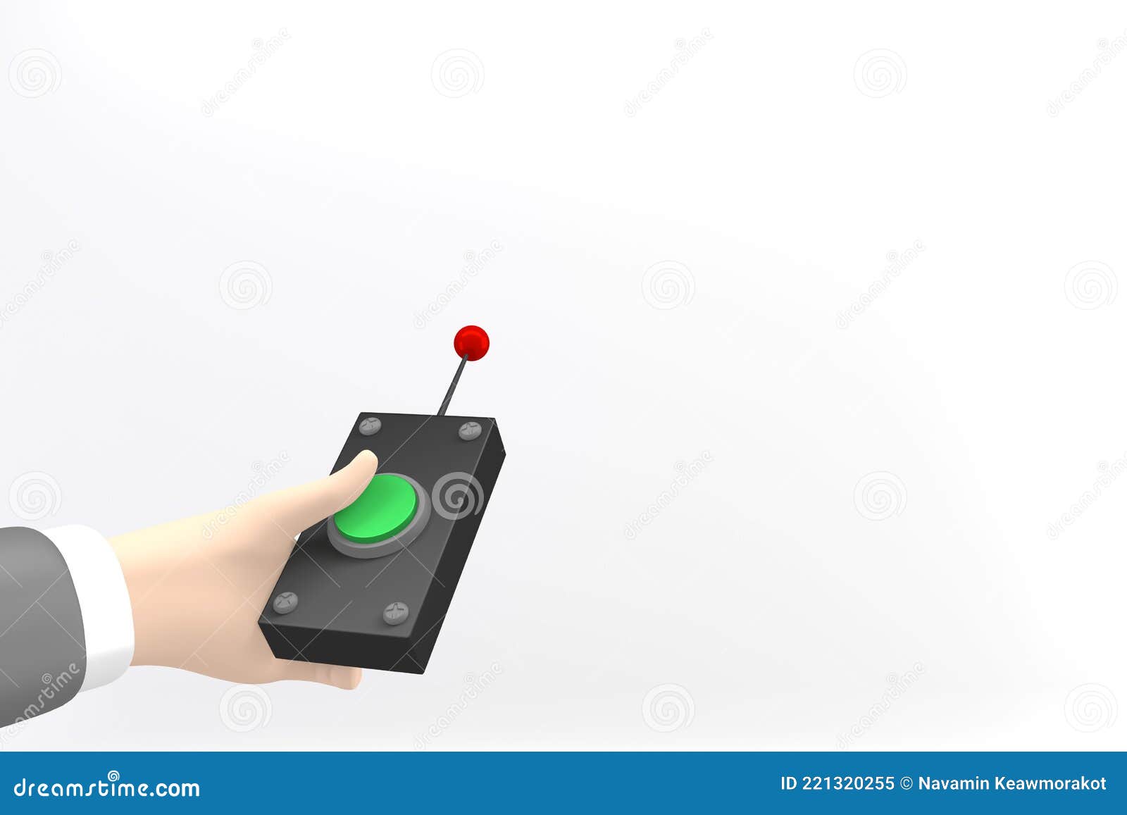 Hand Pressing the Remote Button. 3D Rendering Stock Illustration ...