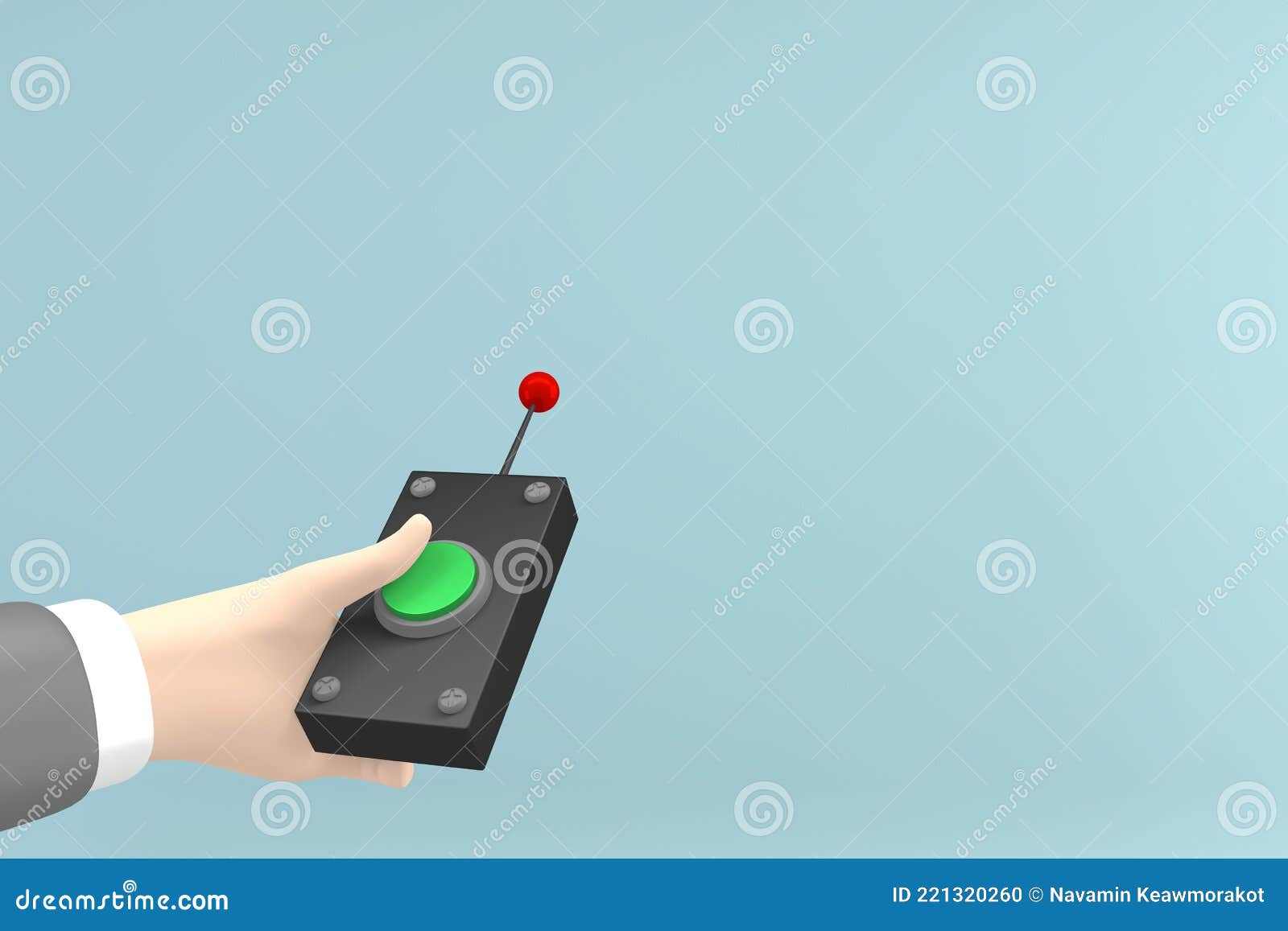 Hand Pressing the Remote Button. 3D Rendering Stock Illustration ...