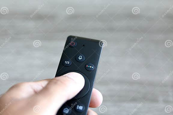 Hand Pressing Remote Control Stock Photo - Image of pushing, channels ...