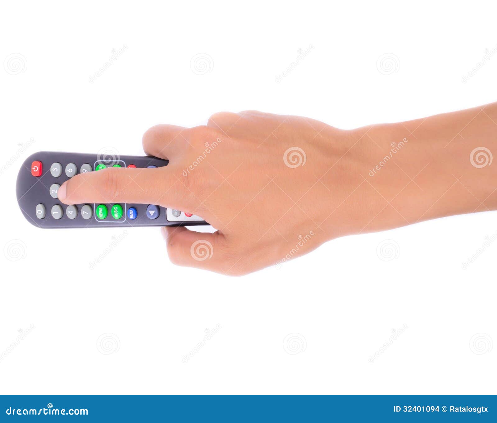 Hand Pressing Remote Control Isolate Stock Photo - Image of isolate ...
