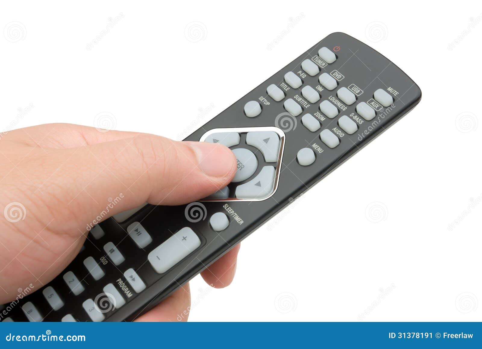 Hand Pressing a Remote Control Stock Image - Image of equipment, black ...