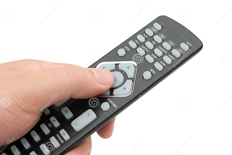 Hand Pressing a Remote Control Stock Image - Image of equipment, black ...