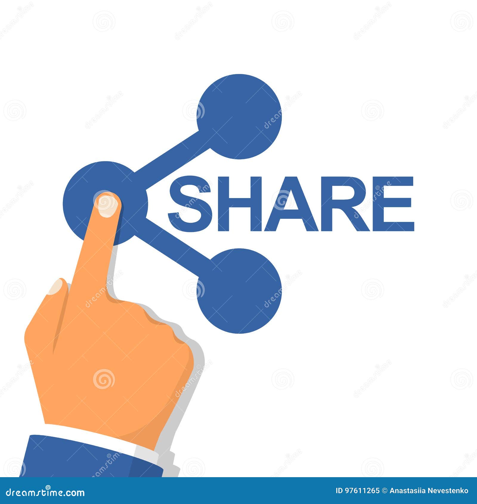 Hand Pressing Sharing Button Stock Vector - Illustration of link ...