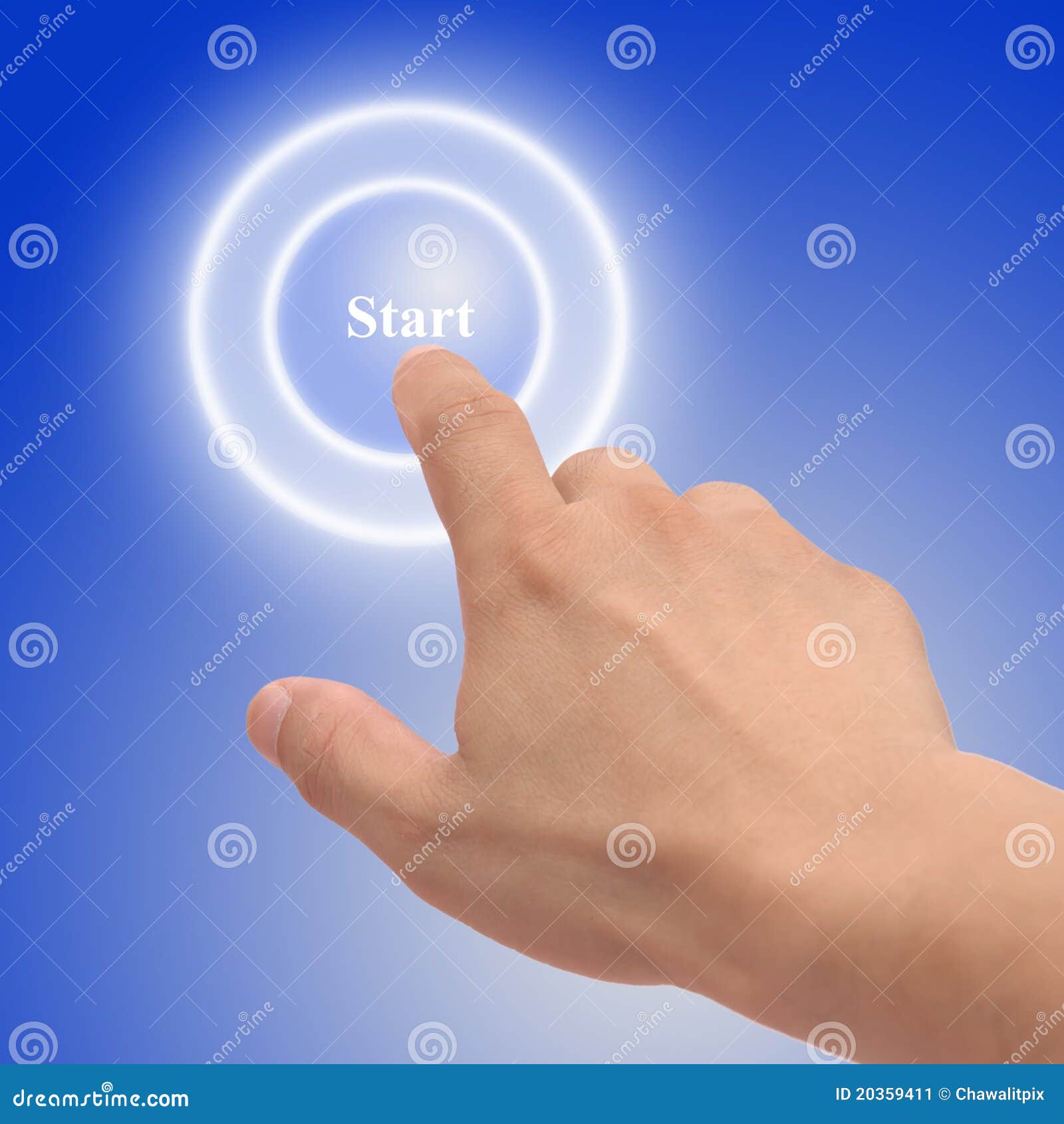 Hand pressing start button stock image. Image of businessman - 20359411