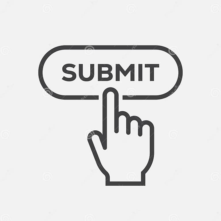 Hand Pressing Submit Button. Hand Click Submit Button Stock ...