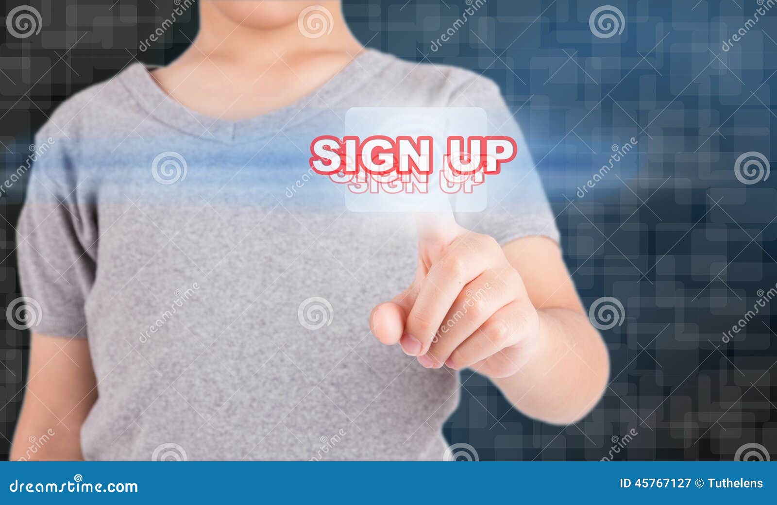 Hand Pressing Touch Screen Button Stock Image - Image of display, click ...