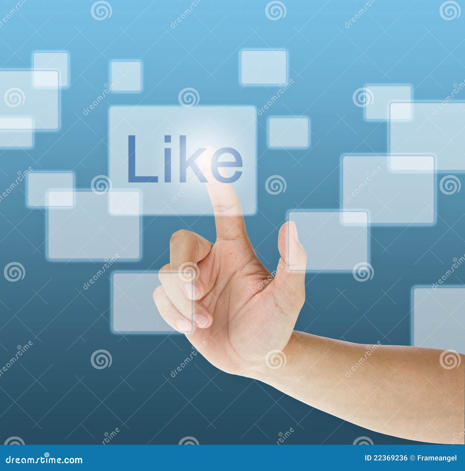 Hand Pressing Touchscreen Like Button Stock Photo - Image of innovation ...