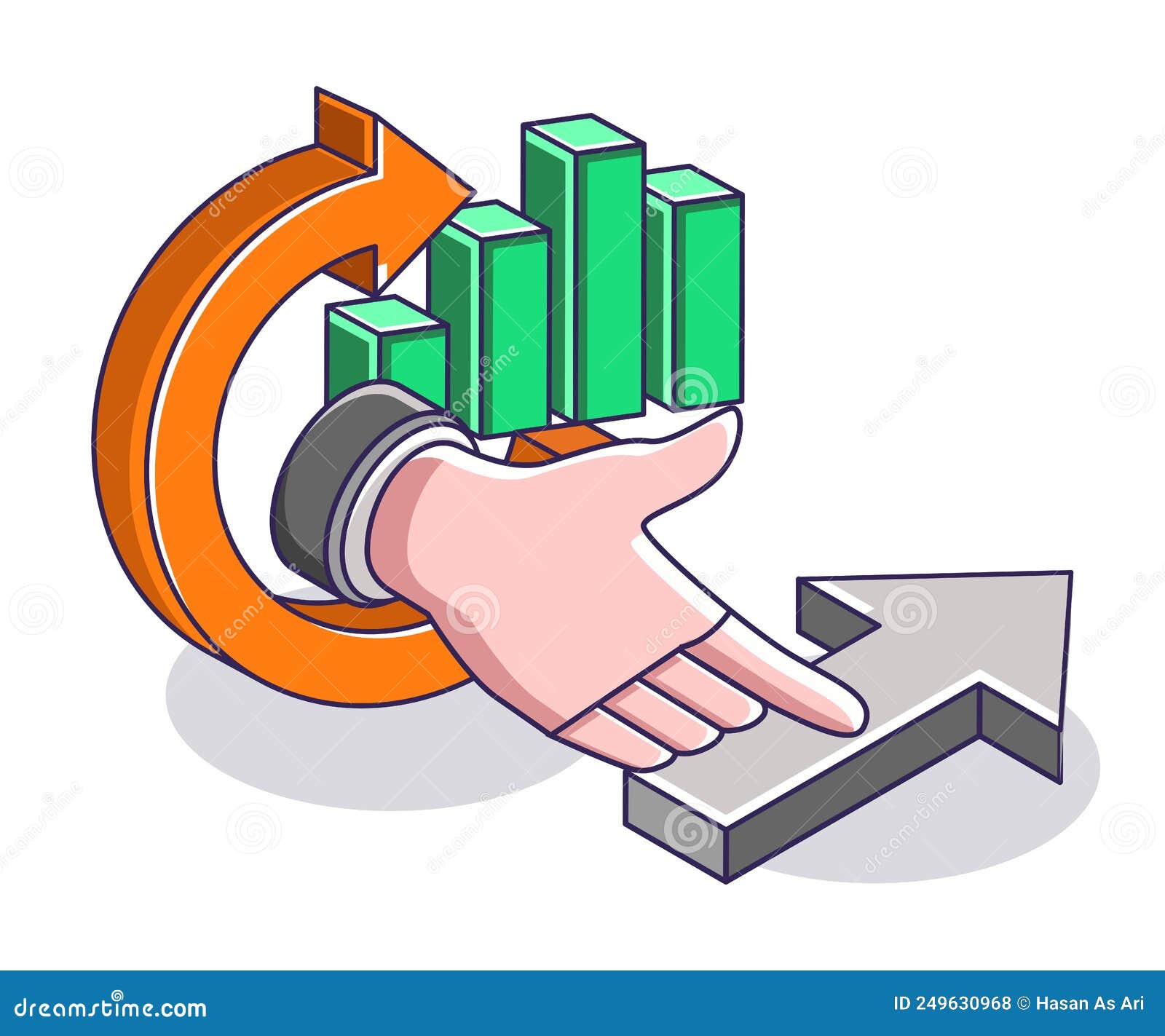 Hand Pressing Up Arrow with Bar Graphic Symbol Stock Illustration ...