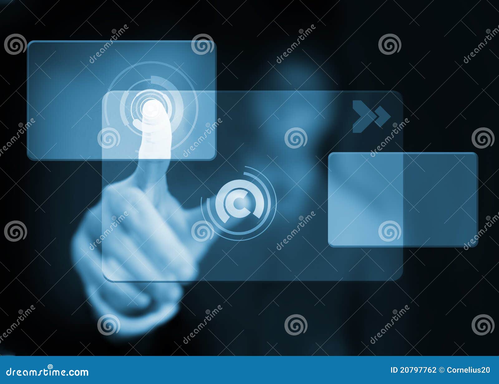 Hand Pressing Virtual Button Stock Photo - Image of direction, person ...