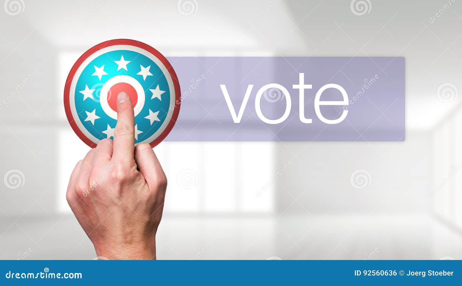 Hand pressing vote button stock photo. Image of nation - 92560636