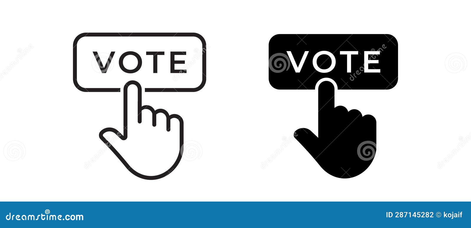 Hand Pressing Vote Vector Icon Set. Voting Election Symbol Stock Vector ...