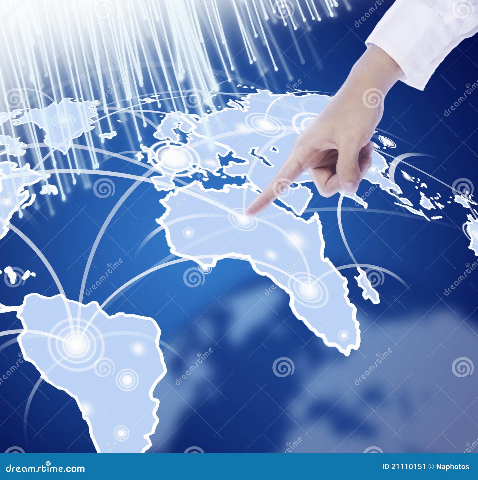 Hand pressing world map stock illustration. Illustration of abstract ...