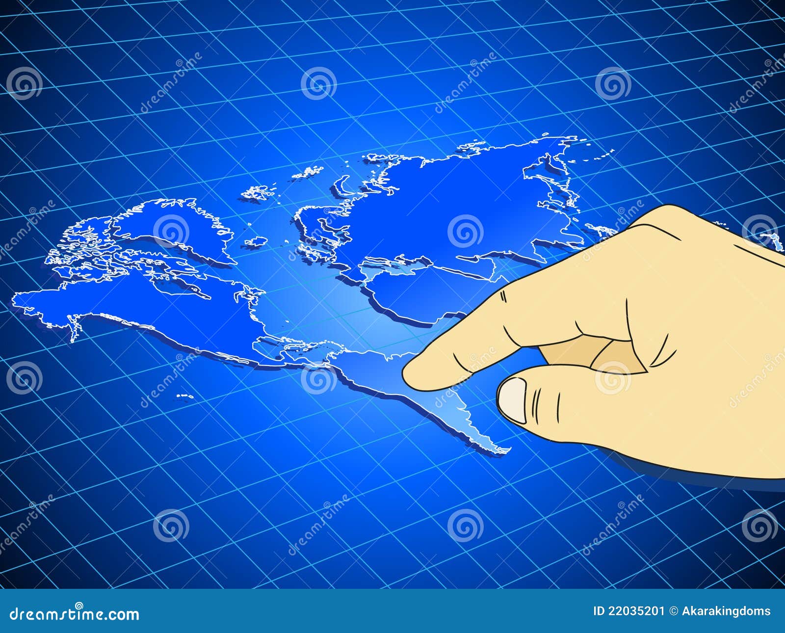 Hand pressing world map stock vector. Illustration of connection - 22035201