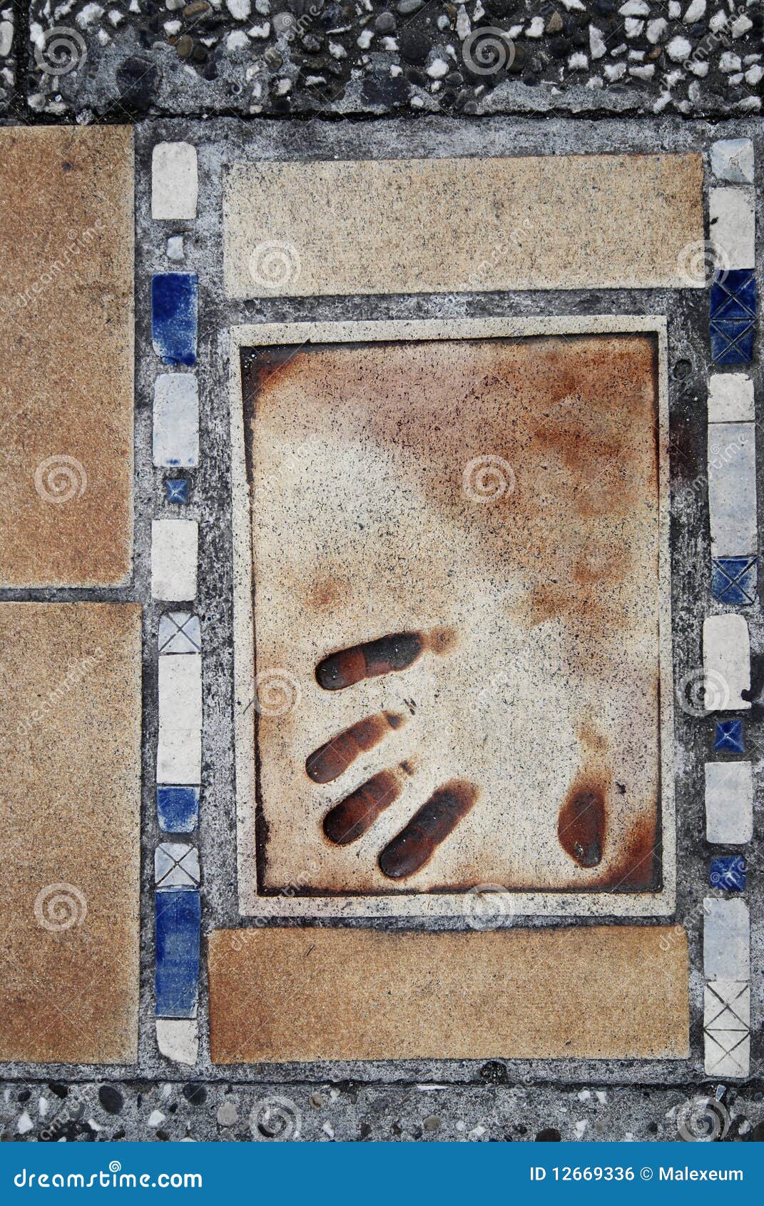 Hand Print stock photo. Image of handprint, mosaic, pavement - 12669336
